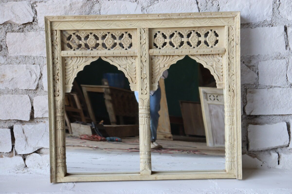 Wooden Double Arch Mirror Frame 120x5x90cm - Majestic Carvings